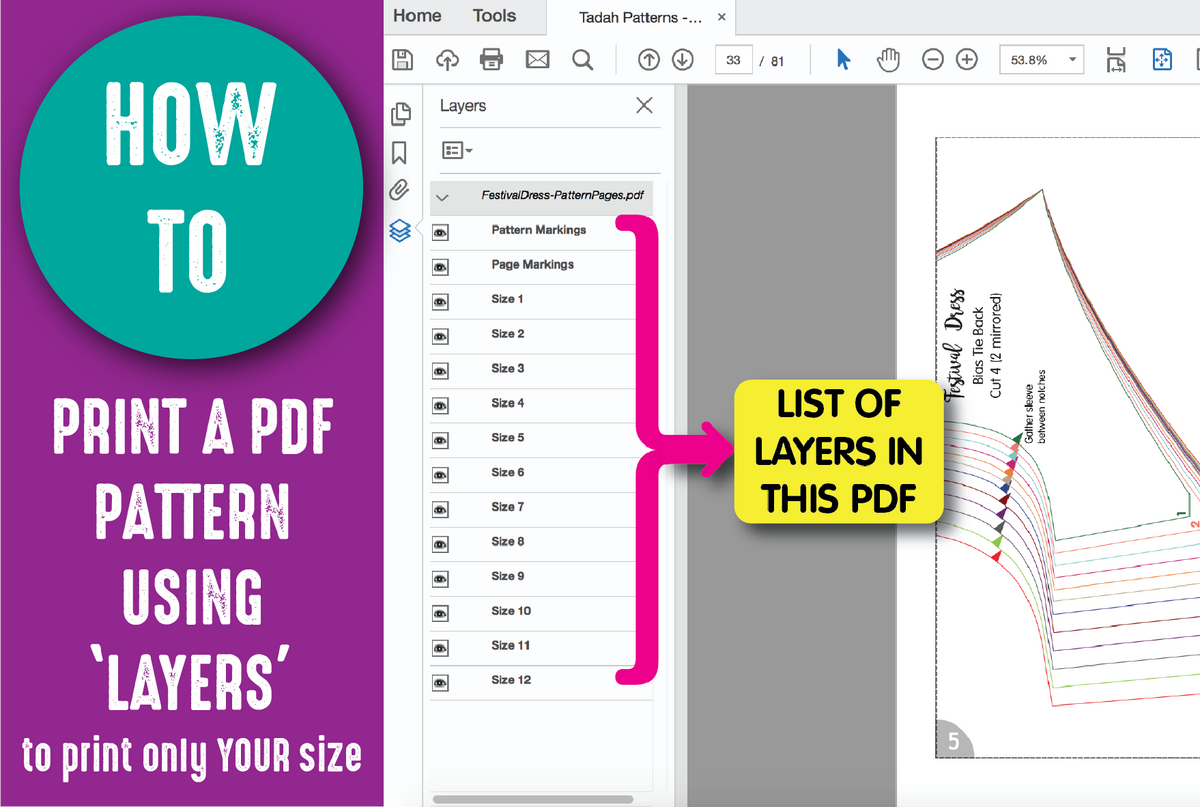 HOW TO: Print a PDF Pattern Using Layers – Tadah Patterns + Sewing