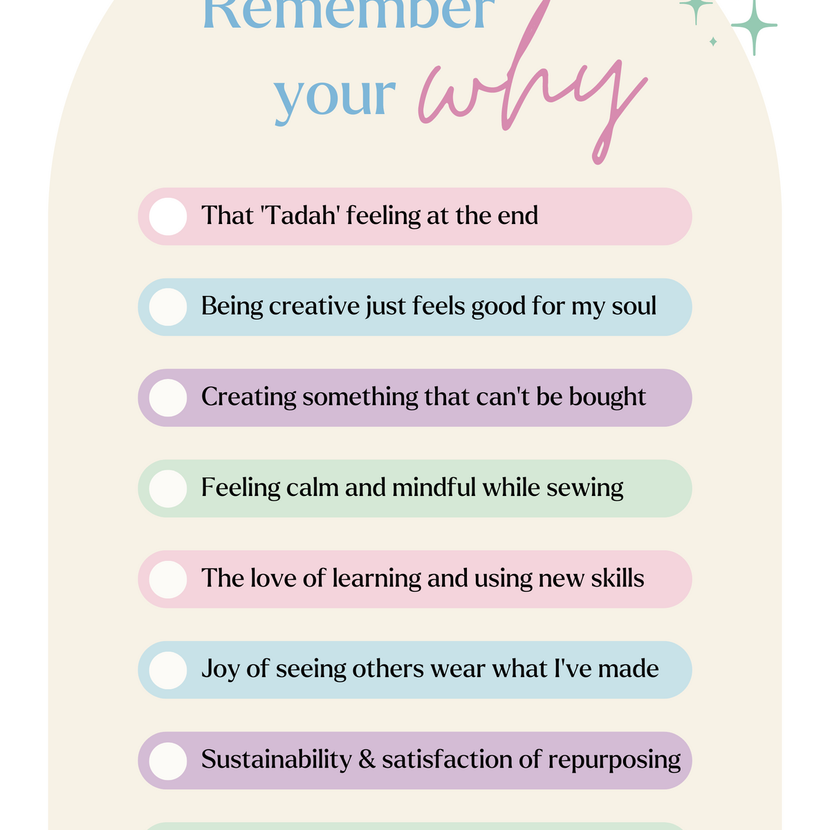 FREE Download ~ Sewing 'Remember Your Why' Poster – Tadah Patterns + Sewing