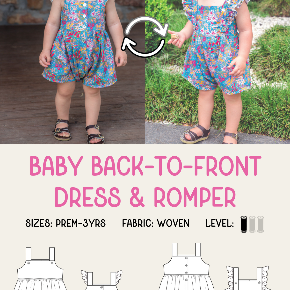 Baby Back to Front Dress & Romper Sewing Pattern – Tadah Patterns + Sewing