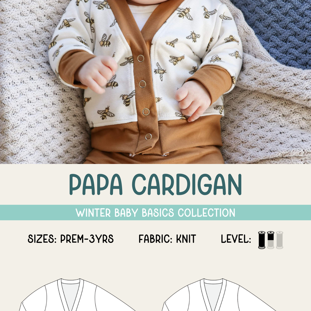 Baby Basics - Knit - Papa Cardigan – Tadah Patterns + Sewing
