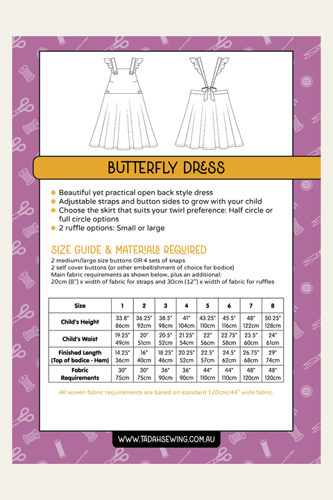 Butterfly Dress Sewing Pattern – Tadah Patterns + Sewing