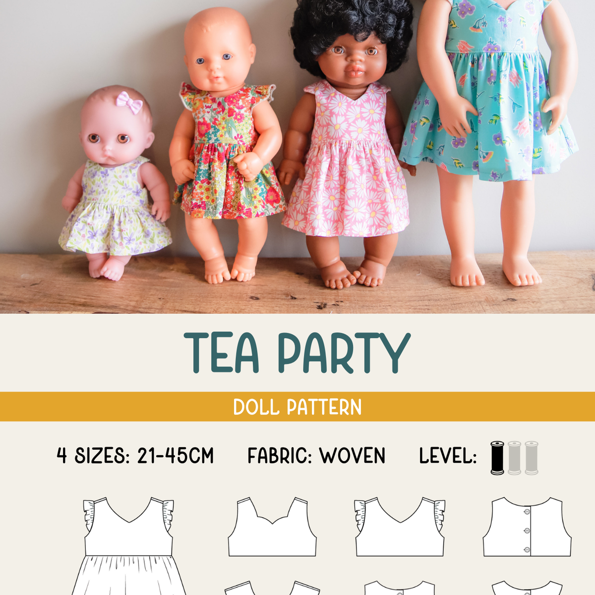 Doll Tea Party Dress & Top Sewing Pattern – Tadah Patterns + Sewing