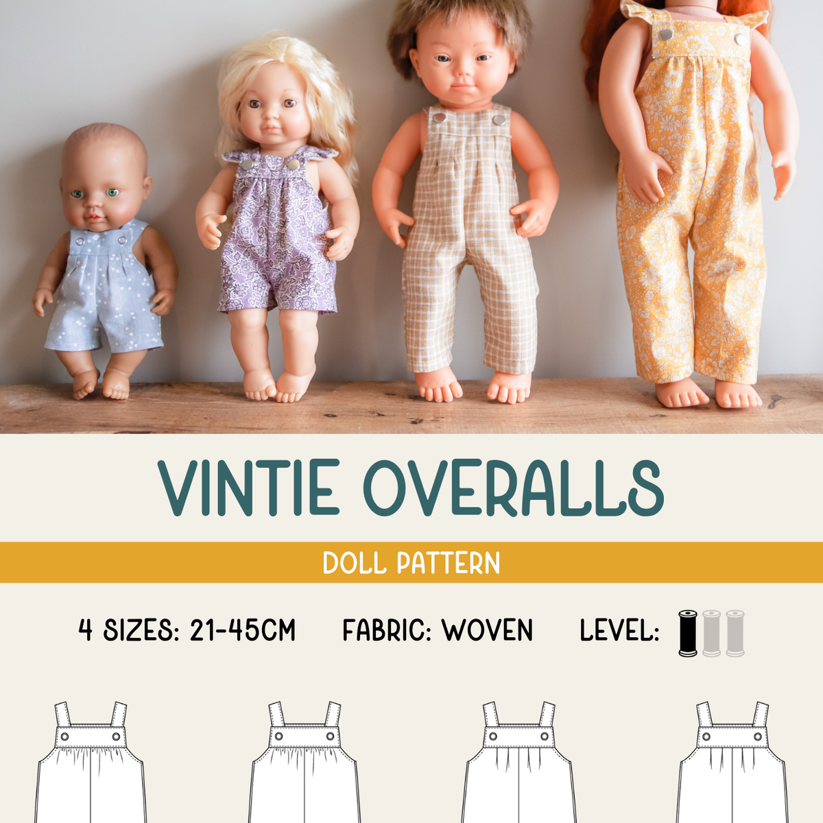 Doll Vintie Overalls Sewing Pattern – Tadah Patterns + Sewing