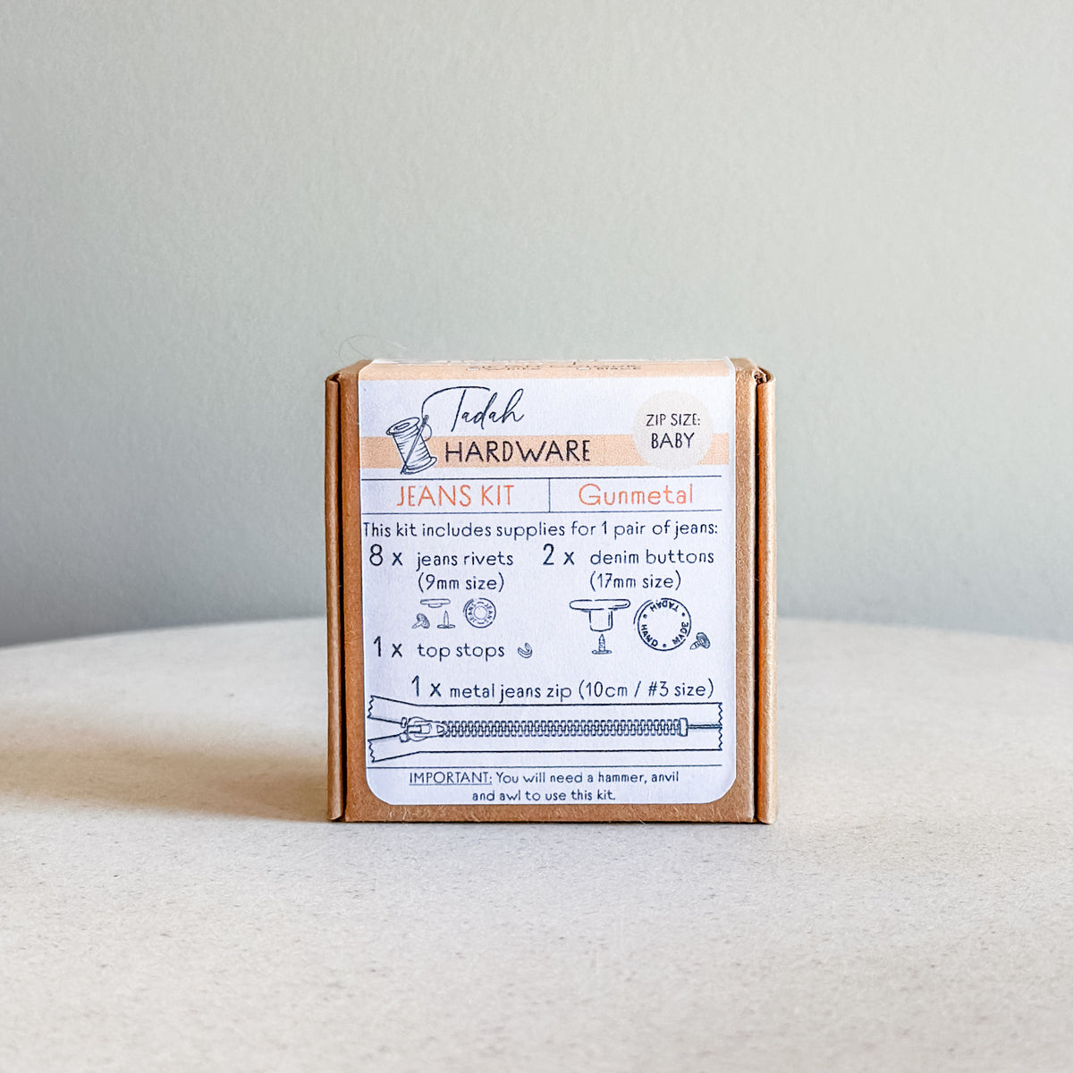 Jeans Hardware Kit - Baby Size (Various Colours) – Tadah Patterns + Sewing