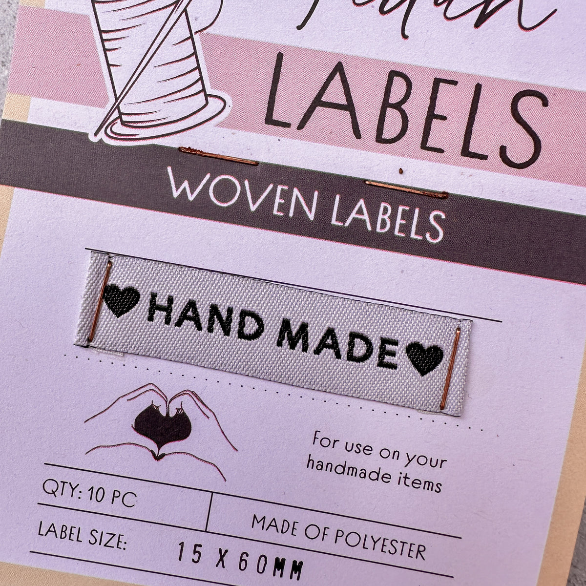 'Handmade' Basic Woven Label Pack - 10pc - Black on Grey – Tadah ...
