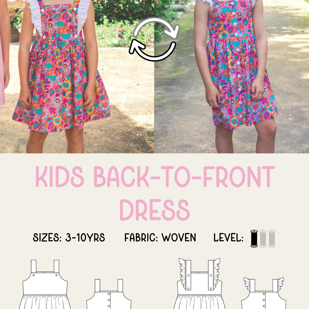 Kids Back to Front Dress Sewing Pattern – Tadah Patterns + Sewing
