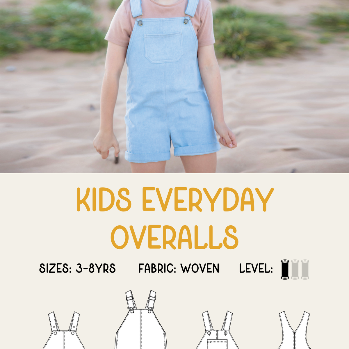 Kids Everyday Overalls Sewing Pattern – Tadah Patterns + Sewing
