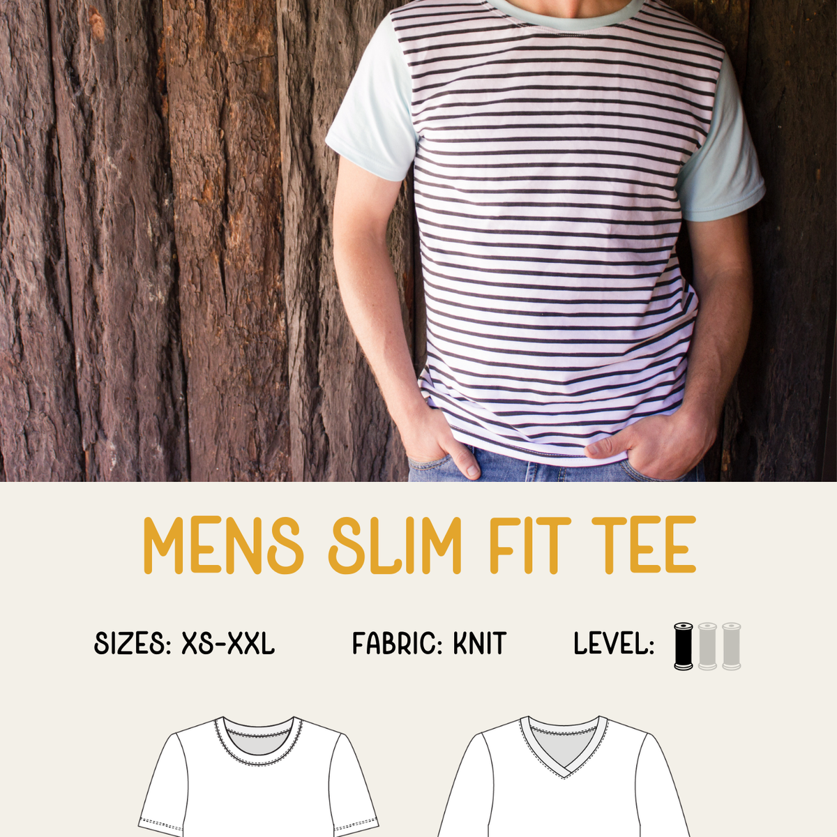 Mens Slim Fit Tee Sewing Pattern – Tadah Patterns + Sewing