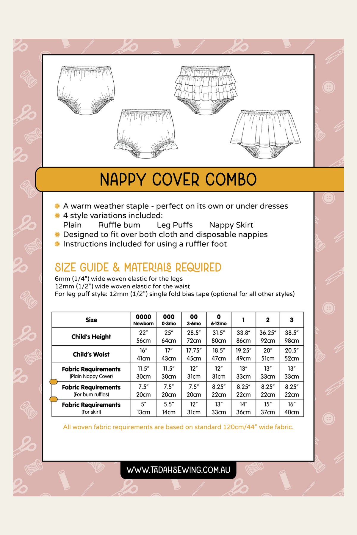 Nappy Cover Combo Sewing Pattern – Tadah Patterns + Sewing
