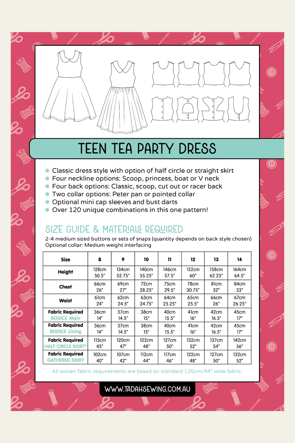 Teen Tea Party Dress Sewing Pattern – Tadah Patterns + Sewing