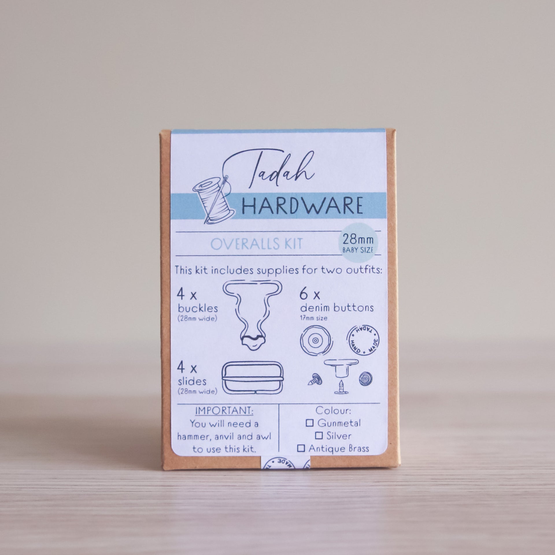 Overalls Hardware Kit ~ 28mm ~ Baby size – Tadah Patterns + Sewing